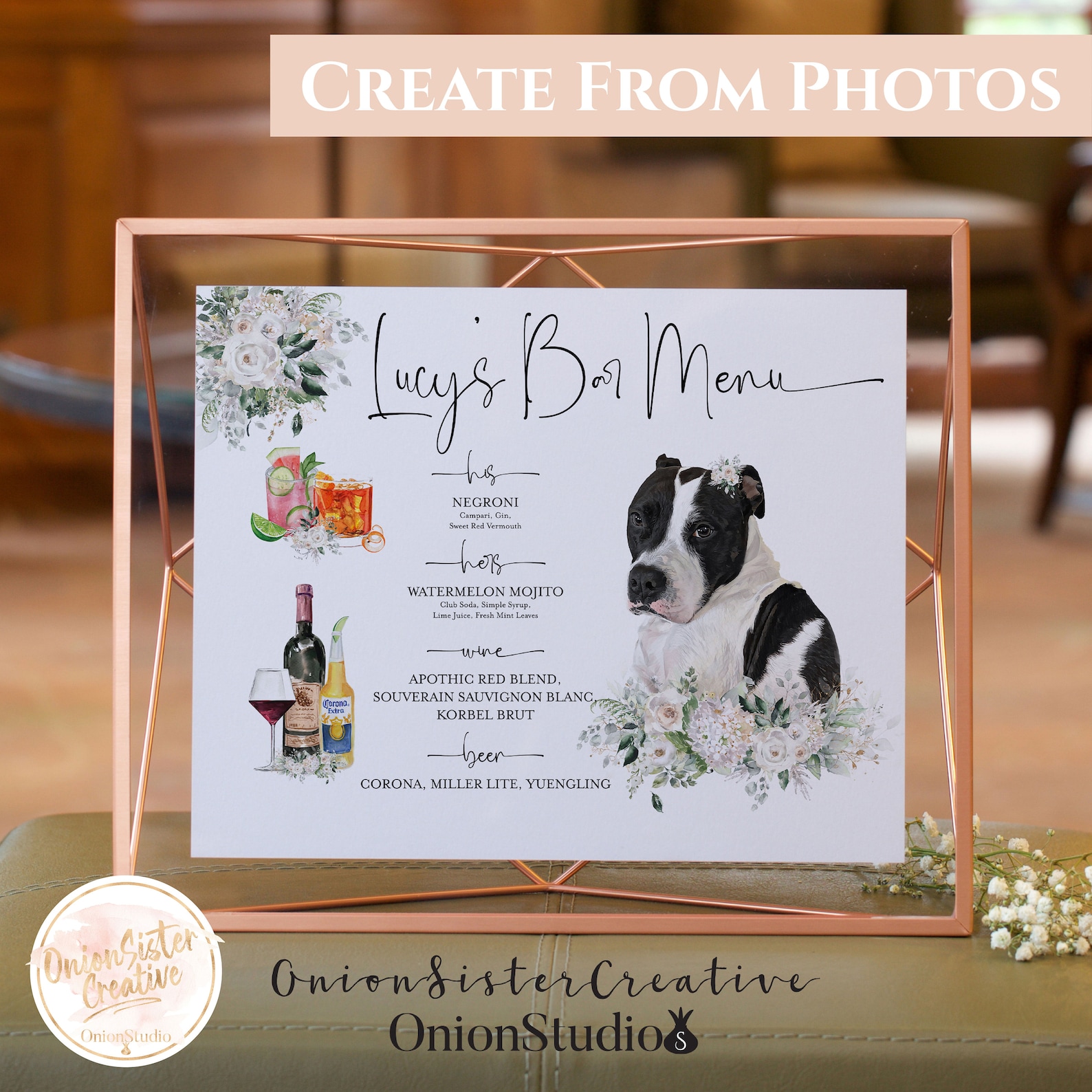 Custom Dog Bar Menu Sign Pet Wedding Drink Sign Pet Portrait - Etsy
