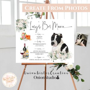Custom Dog Bar Menu Sign, Pet Wedding Drink Sign, Pet Portrait Bar Menu ...