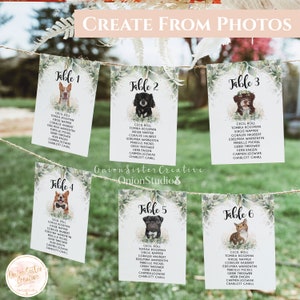 Wedding Seating Chart Cards With Pets From Photos, Dogs Wedding Table ...