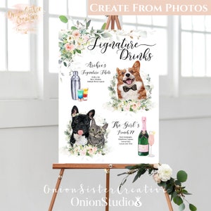 DOG COCKTAIL SIGN, Signature Drink Sign, Custom Cocktail Sign, Digital ...