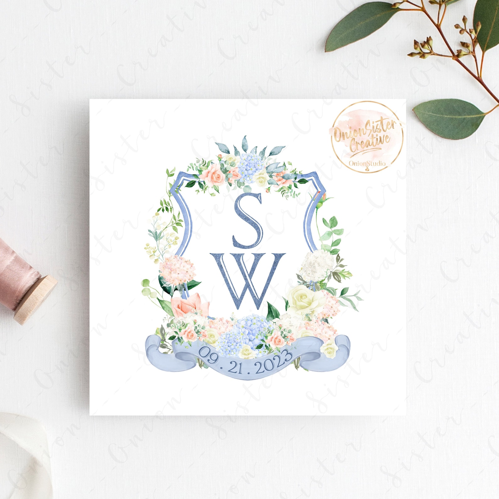 Custom Wedding Crest Logo Wedding Watercolor Crest Monogram - Etsy