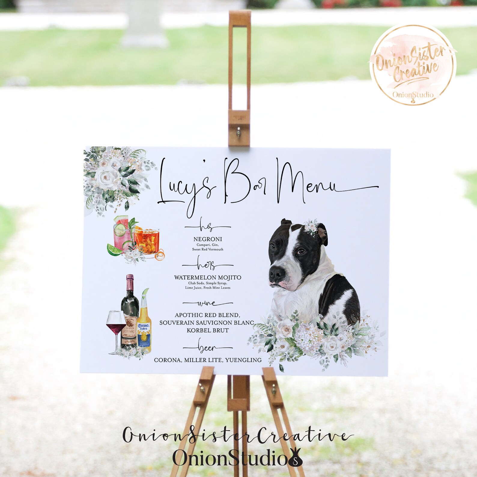 Custom Dog Bar Menu Sign Pet Wedding Drink Sign Pet Portrait - Etsy