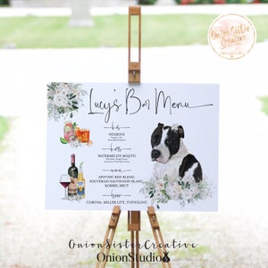 Custom Dog Bar Menu Sign, Pet Wedding Drink Sign, Pet Portrait Bar Menu ...