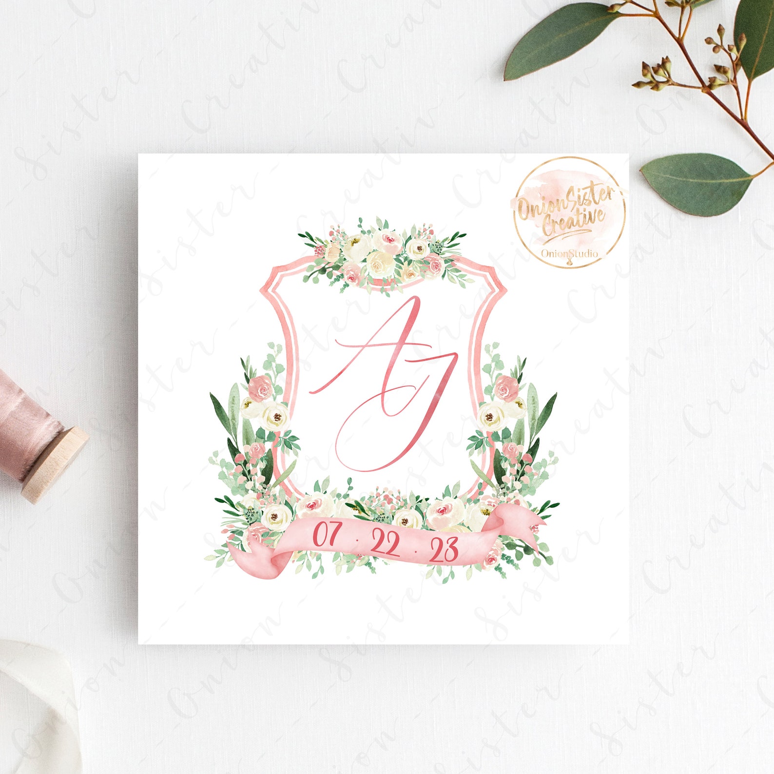 Custom Wedding Crest Logo Wedding Watercolor Crest Monogram - Etsy
