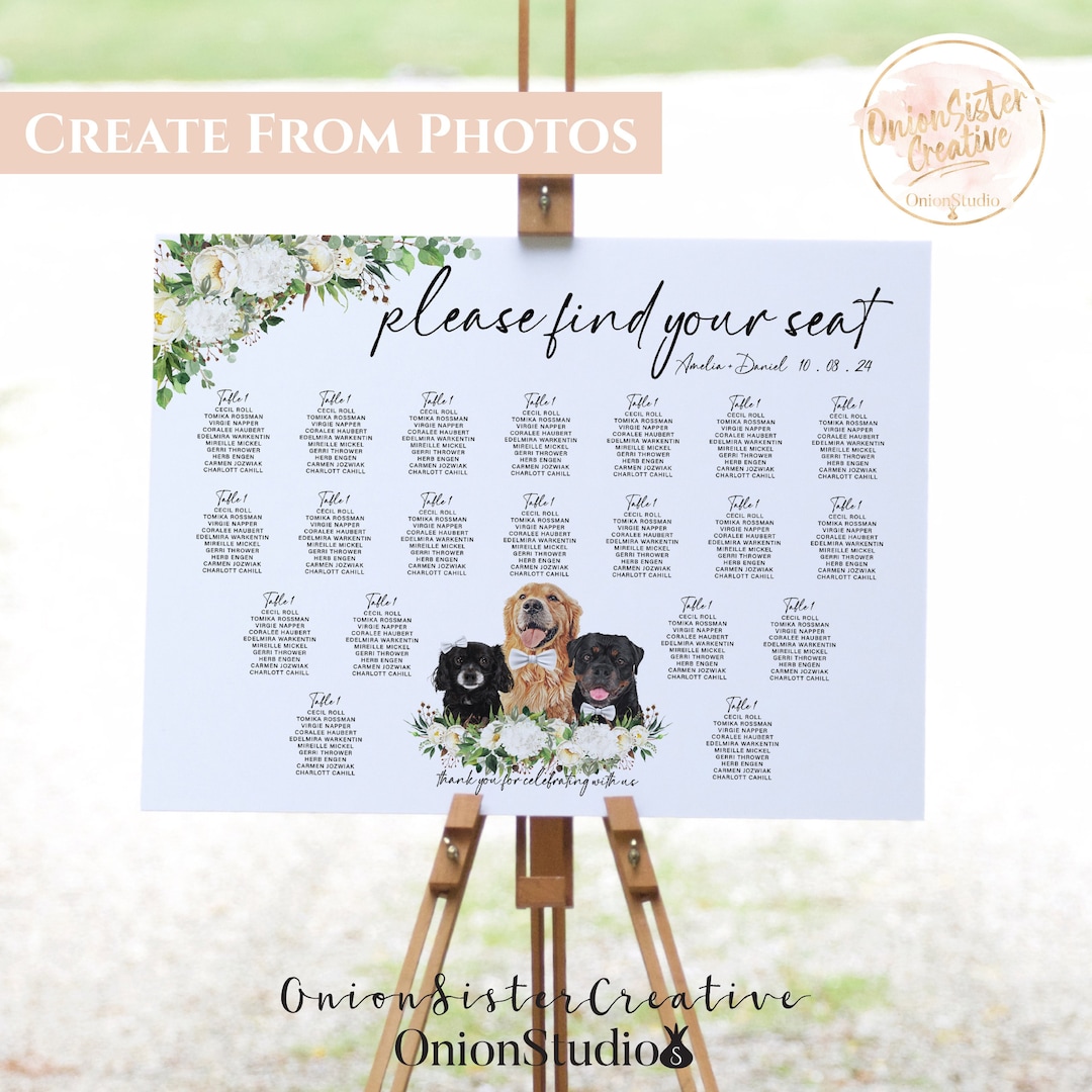 Wedding Dog Signs Seating Chart Printable, Pet Wedding Seating Chart ...