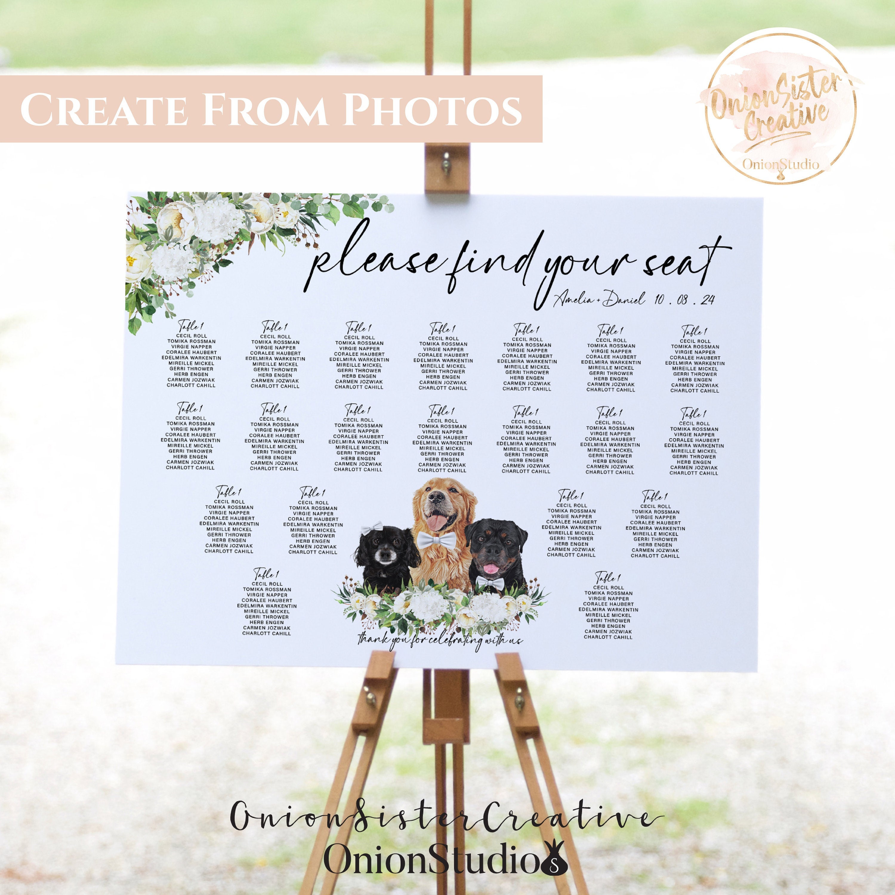 Wedding Dog Signs Seating Chart Printable, Pet Wedding Seating Chart ...