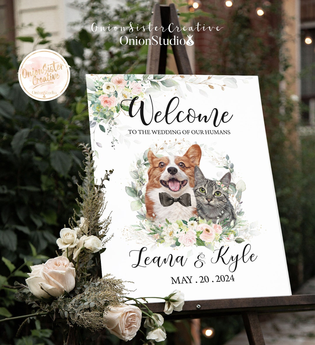 Floral WELCOME SIGN, Modern Welcome Sign, DOG Welcome Sign, Custom ...