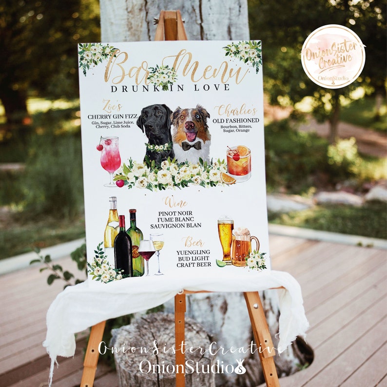 Custom BAR MENU DOG Wedding Sign Signature Drink Menu - Etsy