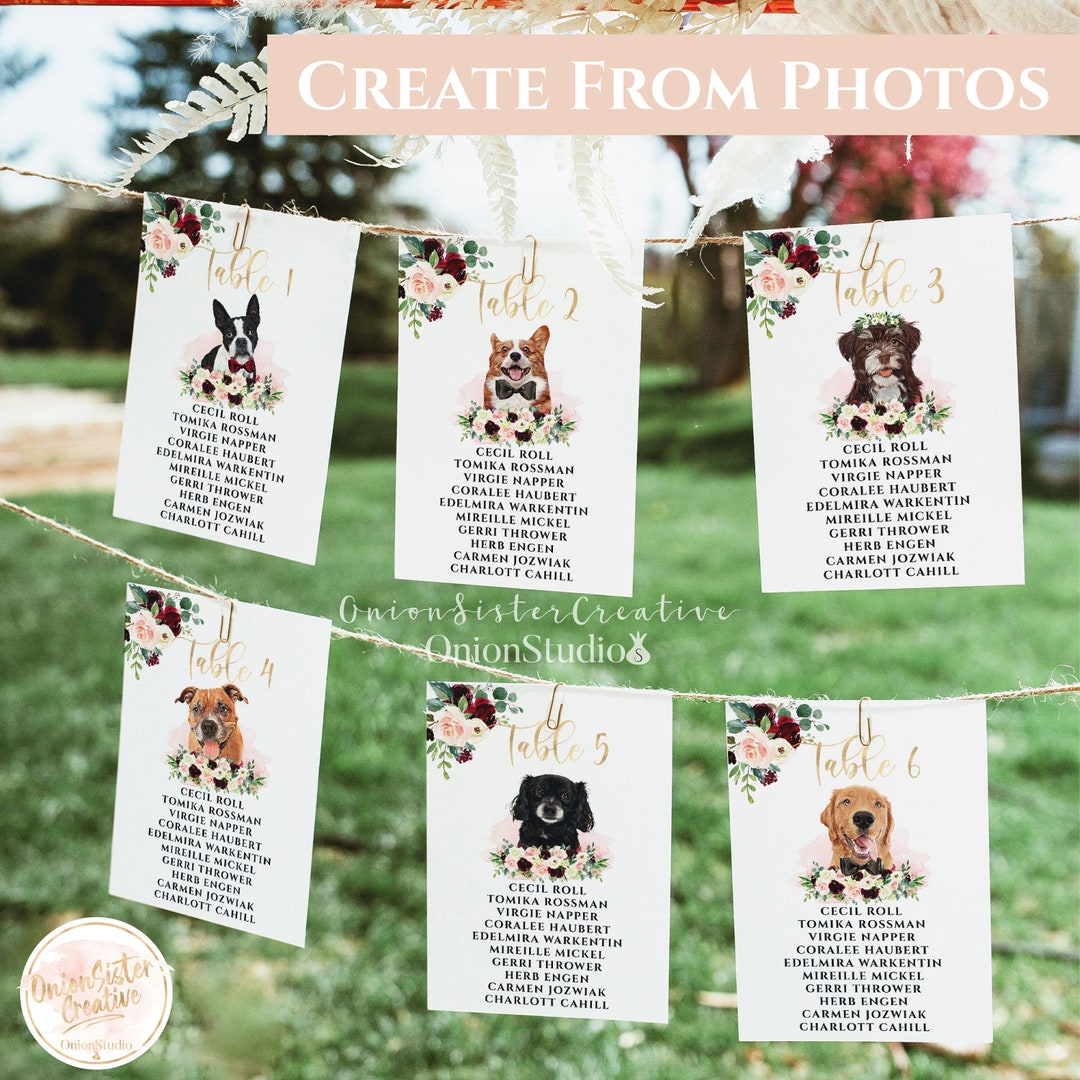 Dog Seating Chart, Custom Pet Seat Chart, Dog Wedding Signage, Custom ...