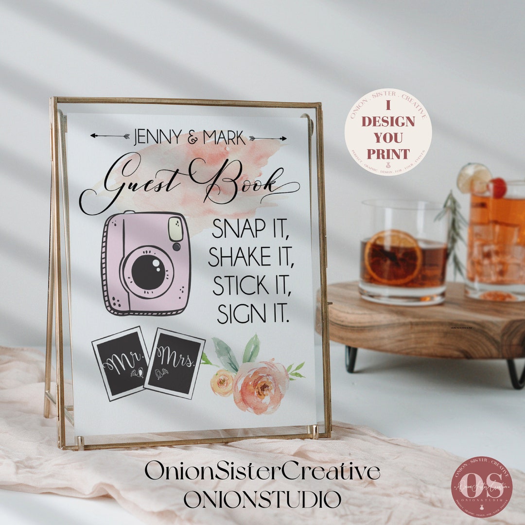 Wedding Guestbook Sign Printable, Instax Mini Photo Guestbook Sign ...
