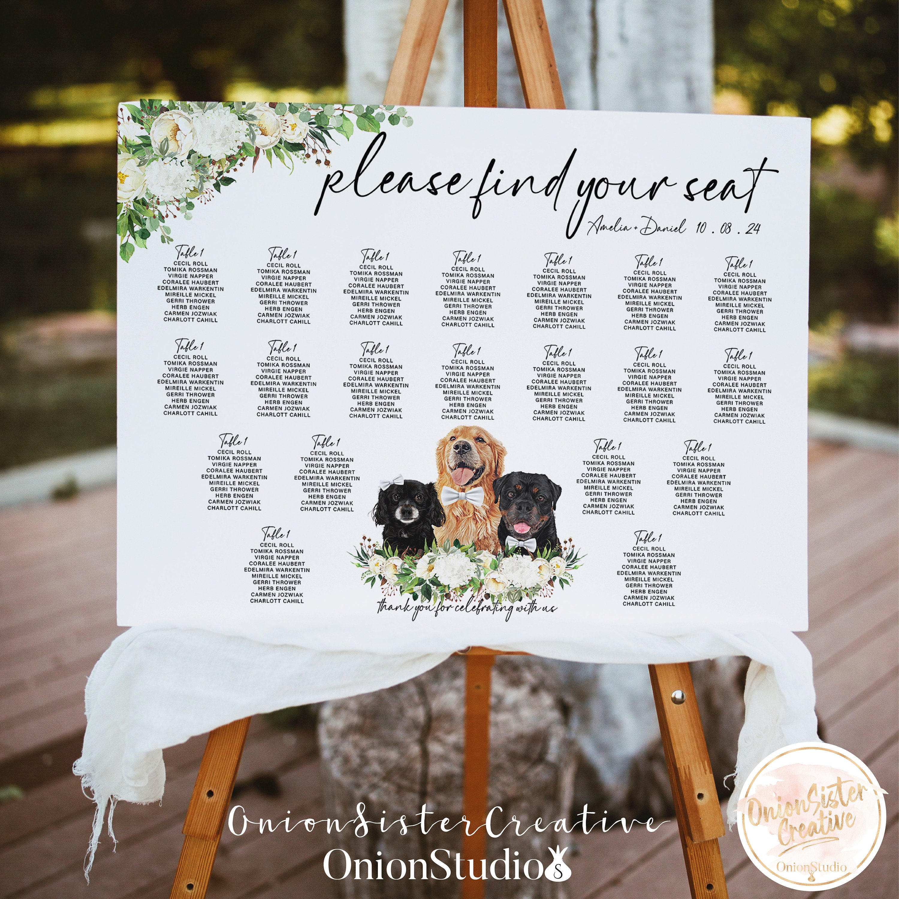 Wedding Dog Signs Seating Chart Printable, Pet Wedding Seating Chart ...