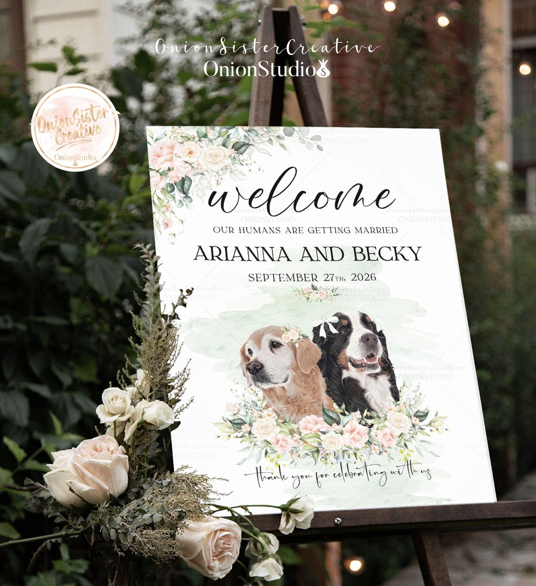 Custom Wedding Welcome Sign Pet, Welcome Wedding Sign Dogs, Boho ...