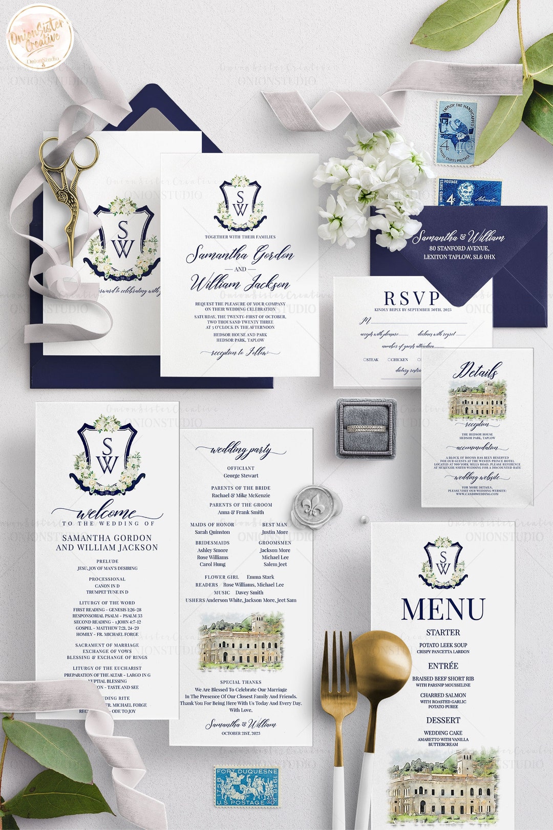 Printable Wedding Venue Invitation Suite With Custom Wedding Crest ...