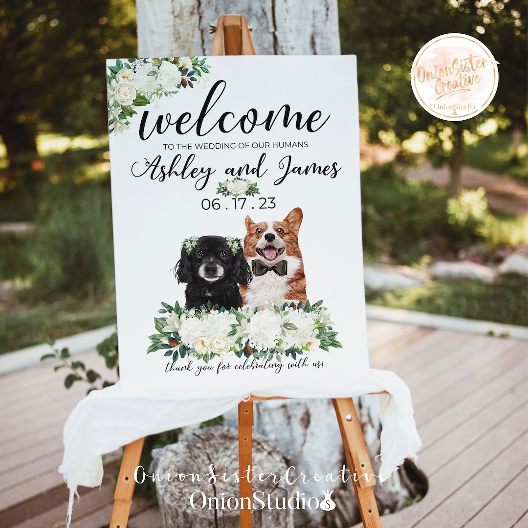 Custom Wedding Welcome Sign Pet, Welcome Wedding Sign Dogs, Boho ...