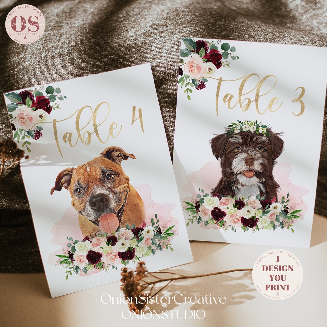 Custom Wedding Table Sign Pet, Dog Wedding Table Signs Printable, Dog ...