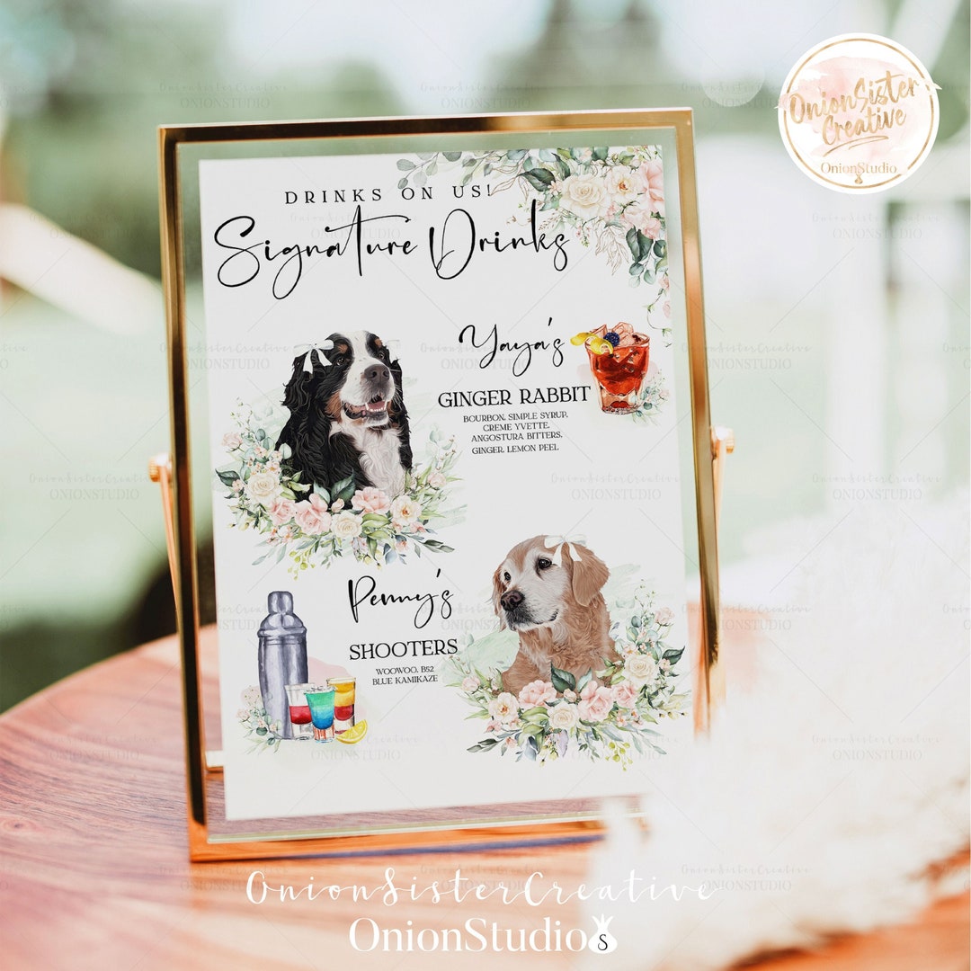 SIGNATURE DRINK MENU Pet Bar Sign Floral Menu Template - Etsy