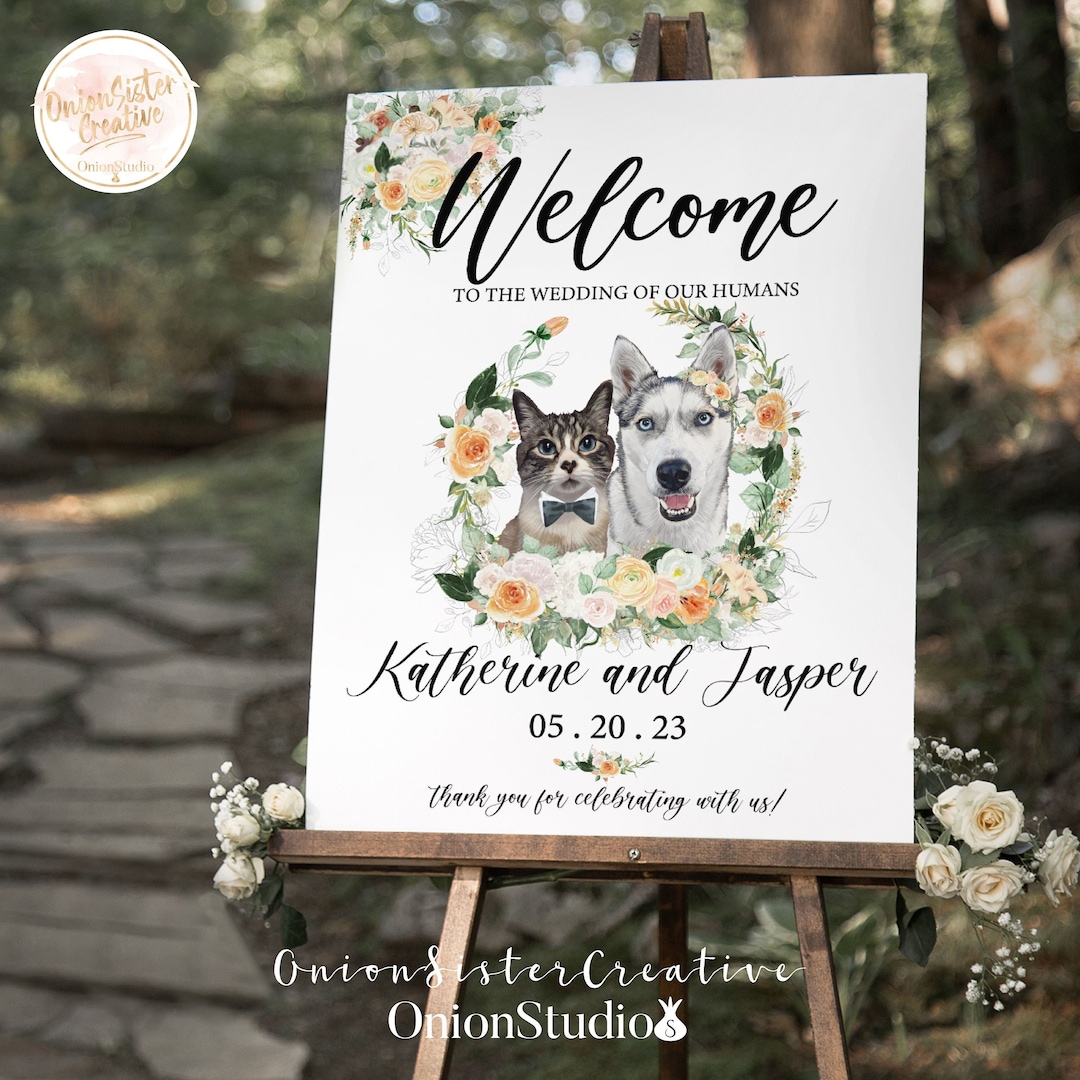 Custom Wedding Welcome Sign Pet, Welcome Wedding Sign Dogs, Boho ...