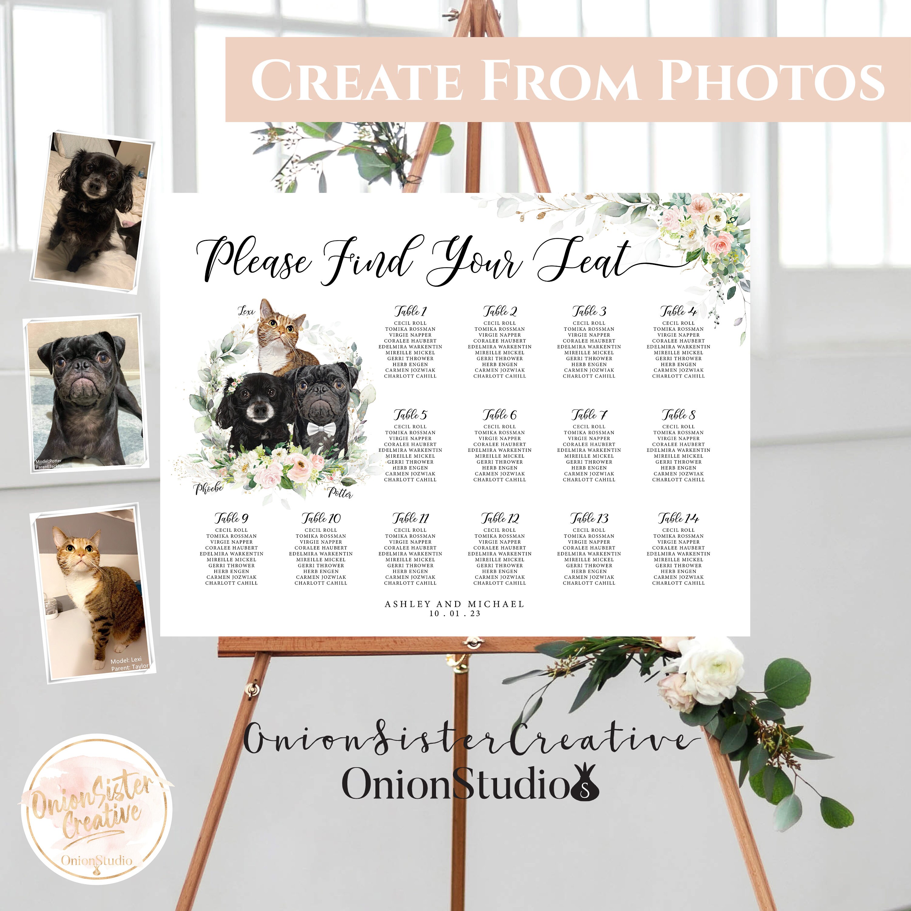 Dog Wedding Sign Seating Chart Printable Pet Wedding Seating - Etsy Canada