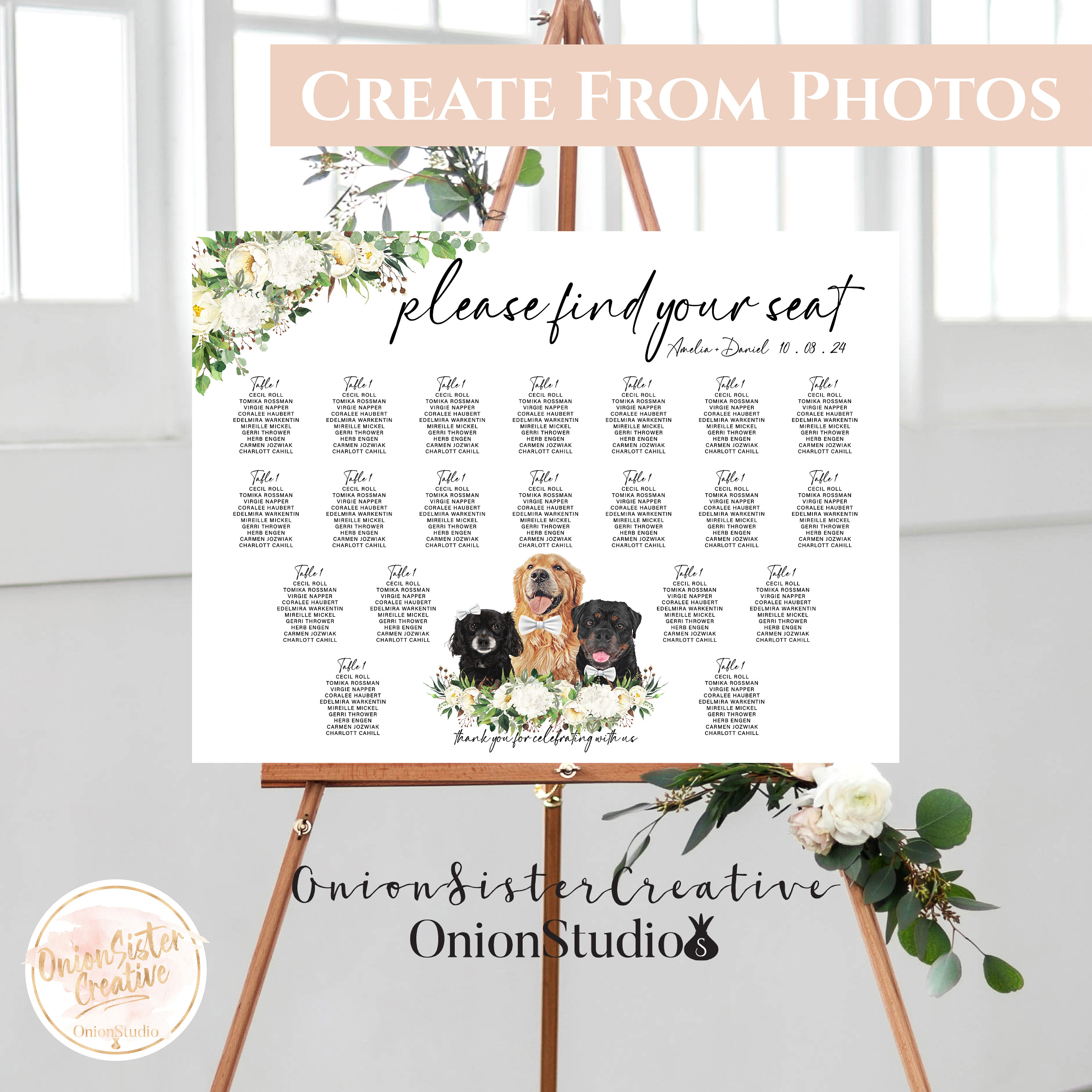Wedding Dog Signs Seating Chart Printable, Pet Wedding Seating Chart ...