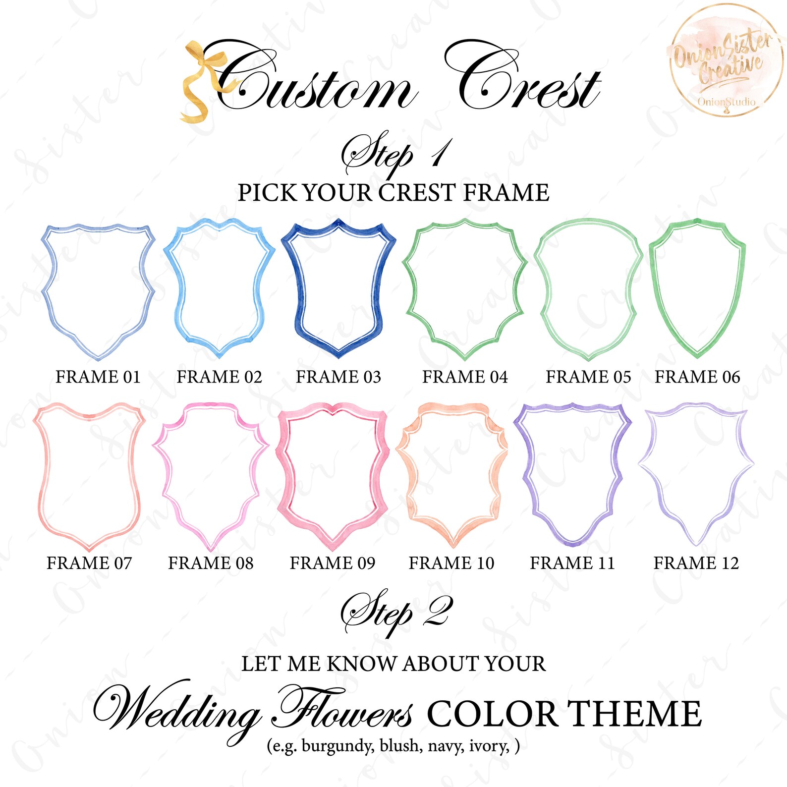 Custom Wedding Crest Logo Wedding Watercolor Crest Monogram - Etsy