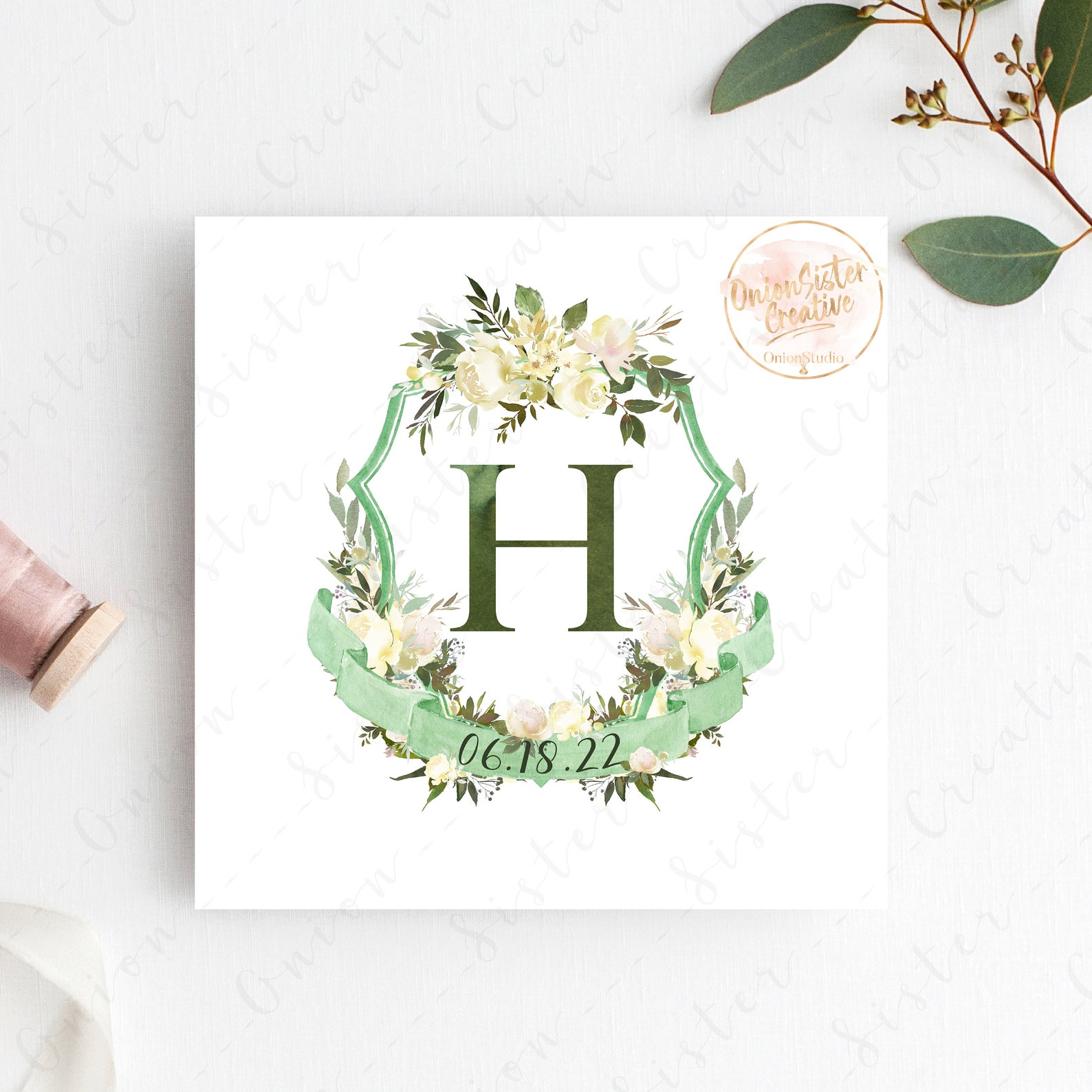 Custom Wedding Crest Logo Wedding Watercolor Crest Monogram - Etsy