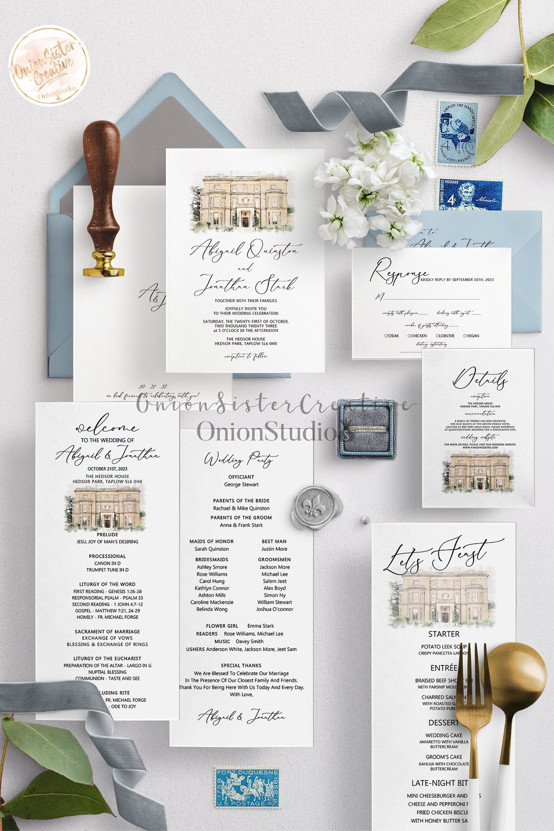 Watercolor Wedding Invitation Printable Wedding Venue Invite Suite ...