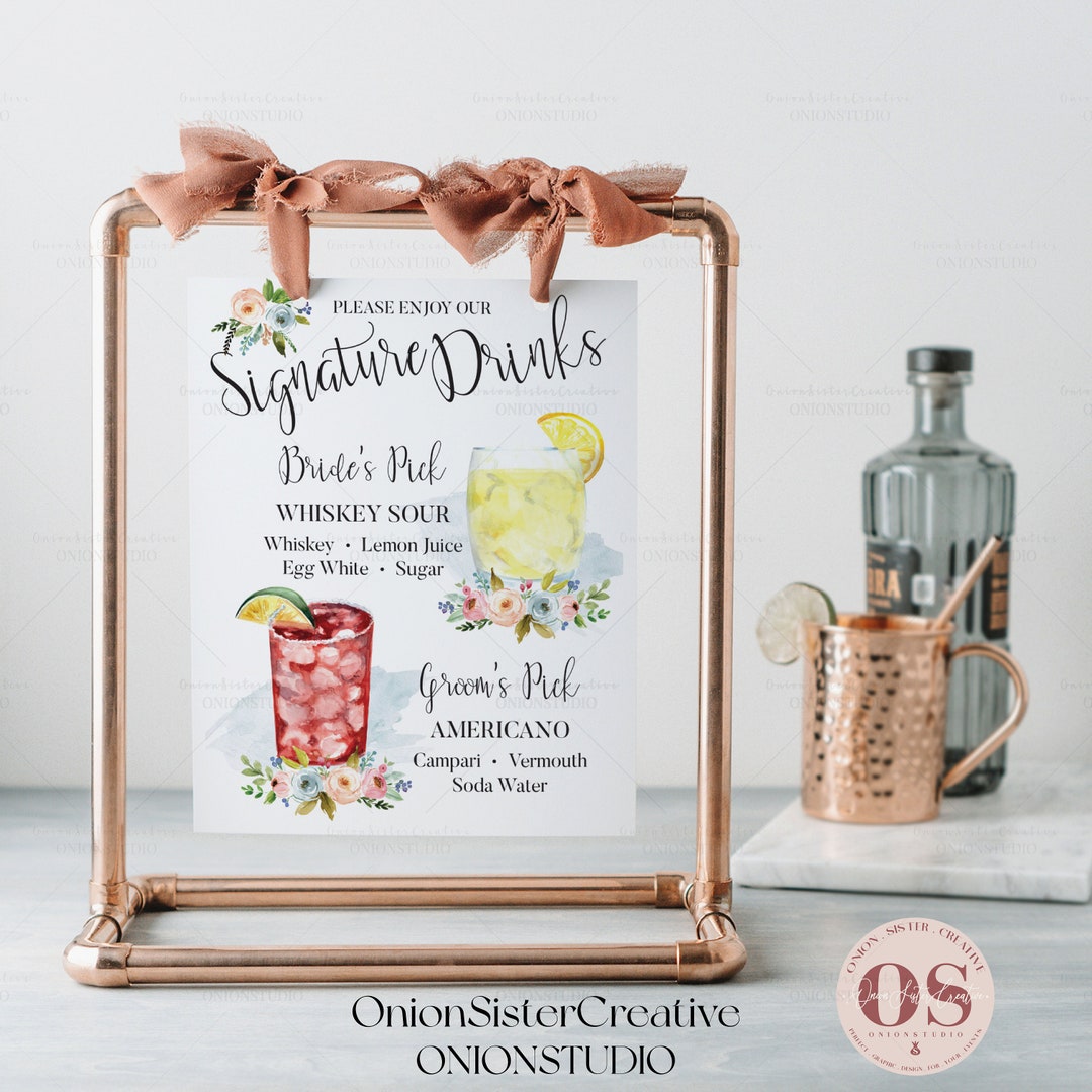 COCKTAIL SIGN, Custom DRINK Sign, Wedding Drinks Sign, Digital ...