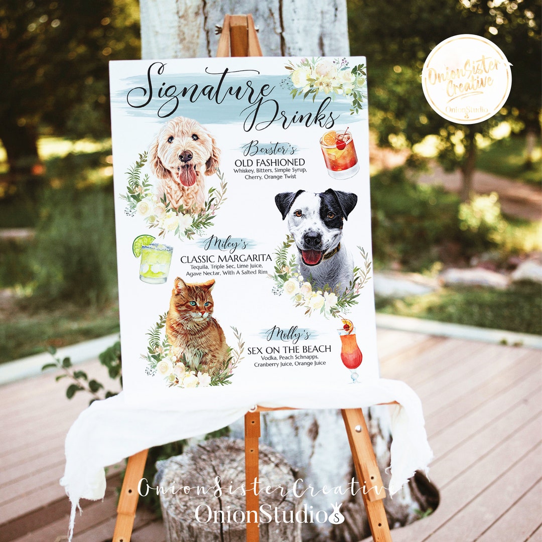 WEDDING DRINK SIGN, Dog Signature Drink, Signature Drink Cat, Custom ...