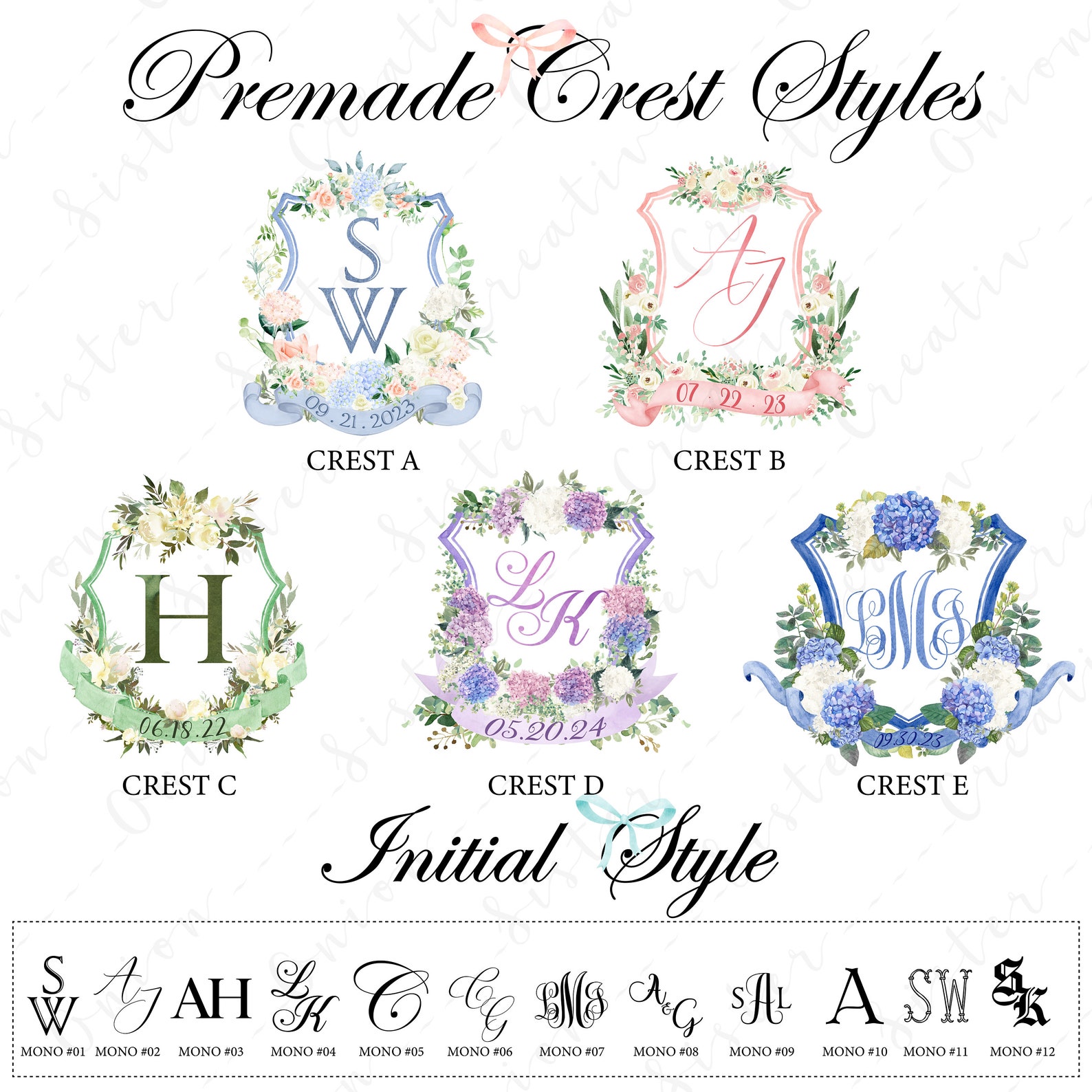 Custom Wedding Crest Logo Wedding Watercolor Crest Monogram - Etsy