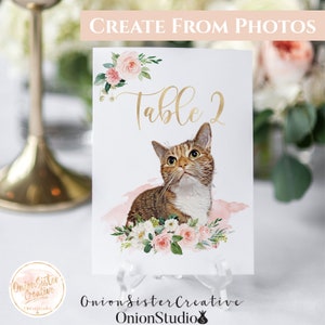 Dogs Wedding Seating Chart Cards With Pets, Custom Wedding Table Number ...