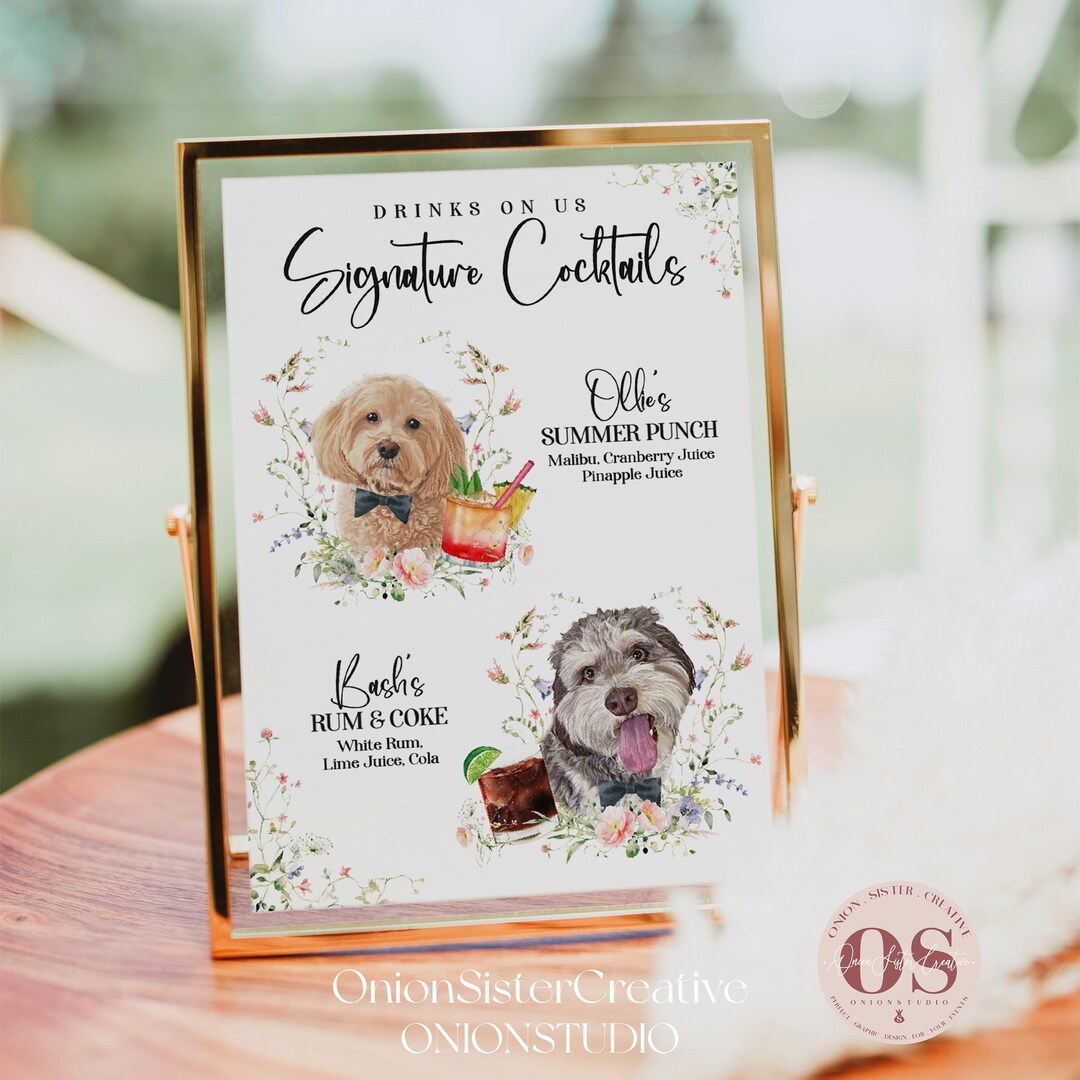 Dog Signature Drink Sign Pet, Boho Wedding Sign, Custom Wedding Bar ...