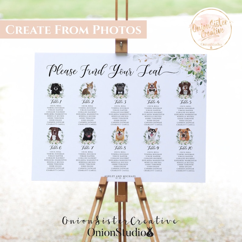 Dog Wedding Sign Seating Chart Printable Pet Wedding Seating - Etsy Canada