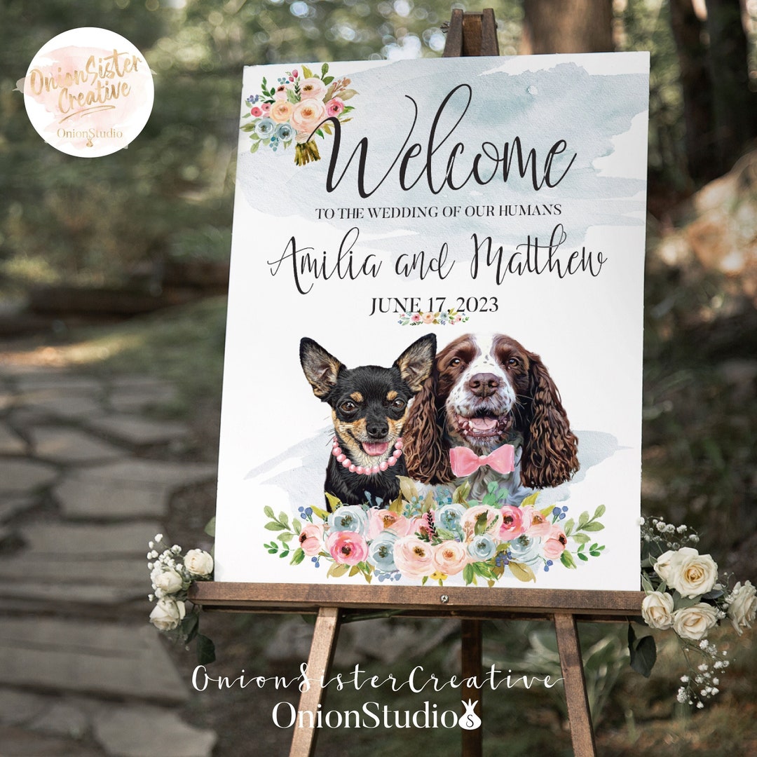 Wedding Welcome Sign Dogs, Printable Welcome Wedding Sign Pet, Boho ...