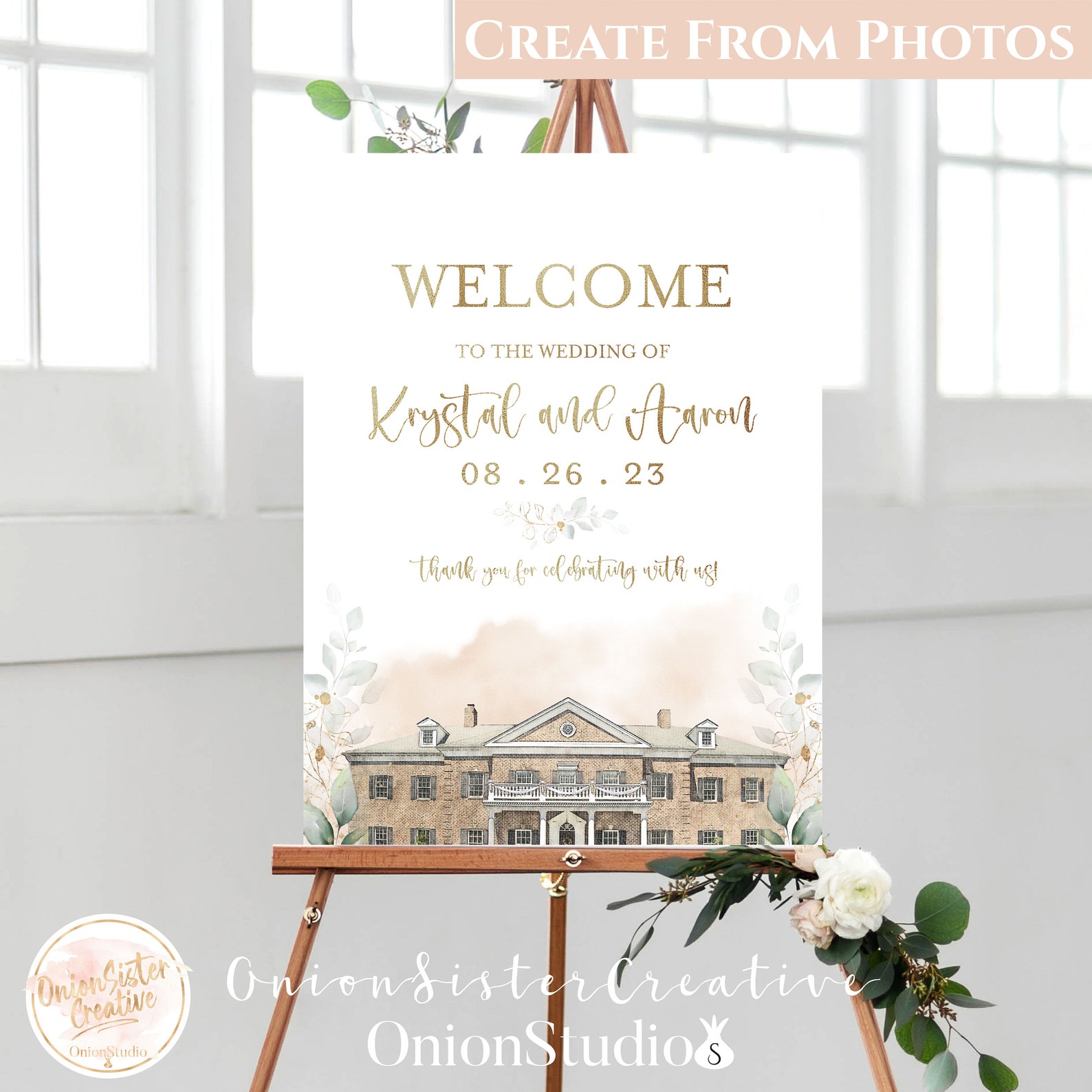 Wedding Venue Welcome Signs, Watercolor Wedding Venue Illustration ...