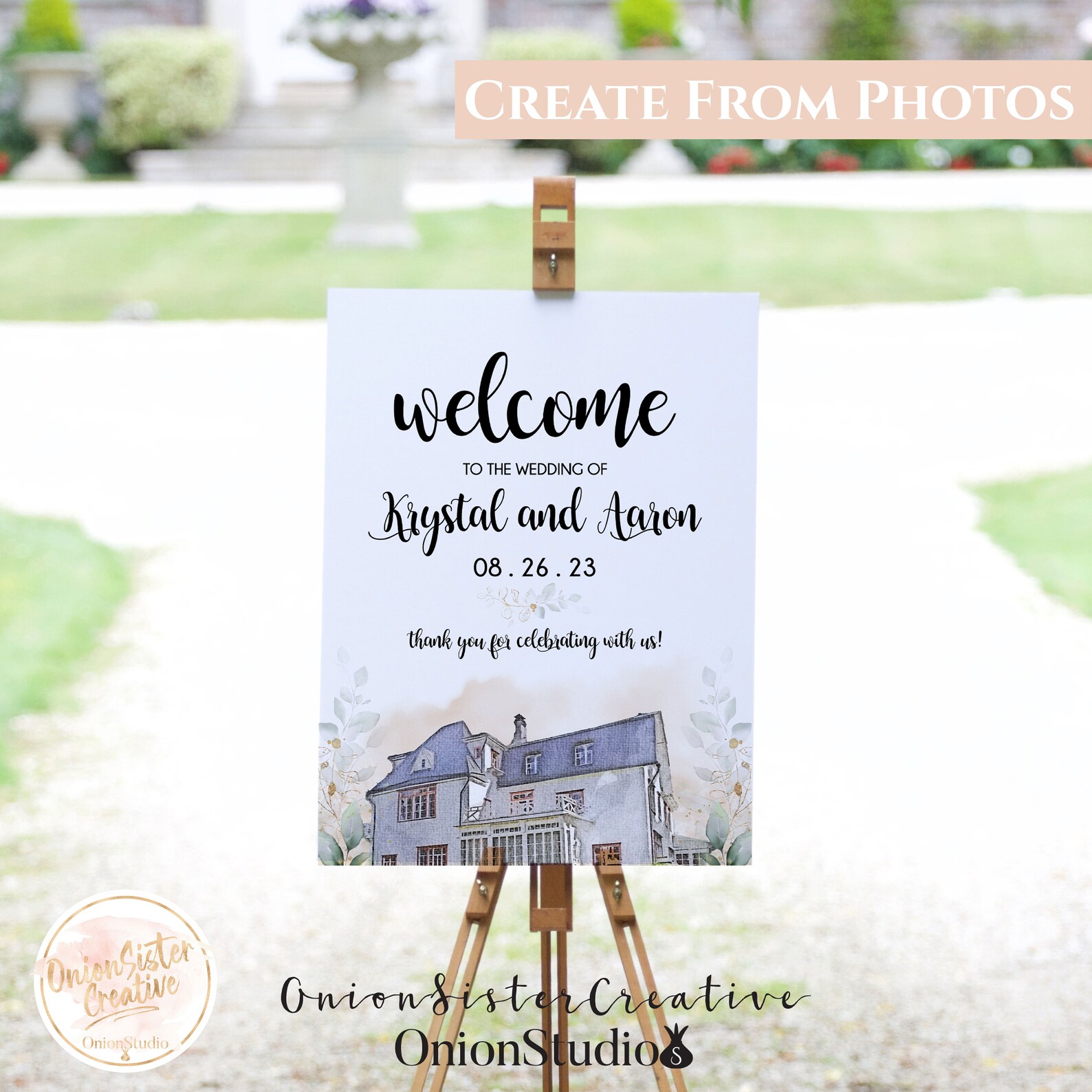Wedding Venue Welcome Signs, Watercolor Wedding Venue Illustration ...