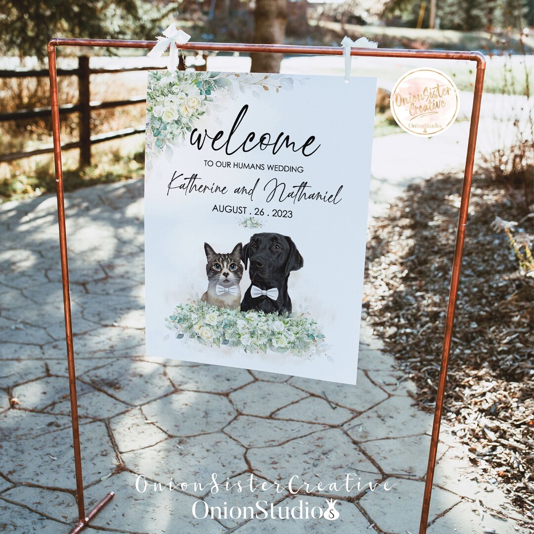 Dog Welcome Sign Wedding, Welcome Wedding Sign Cat, Custom Wedding ...