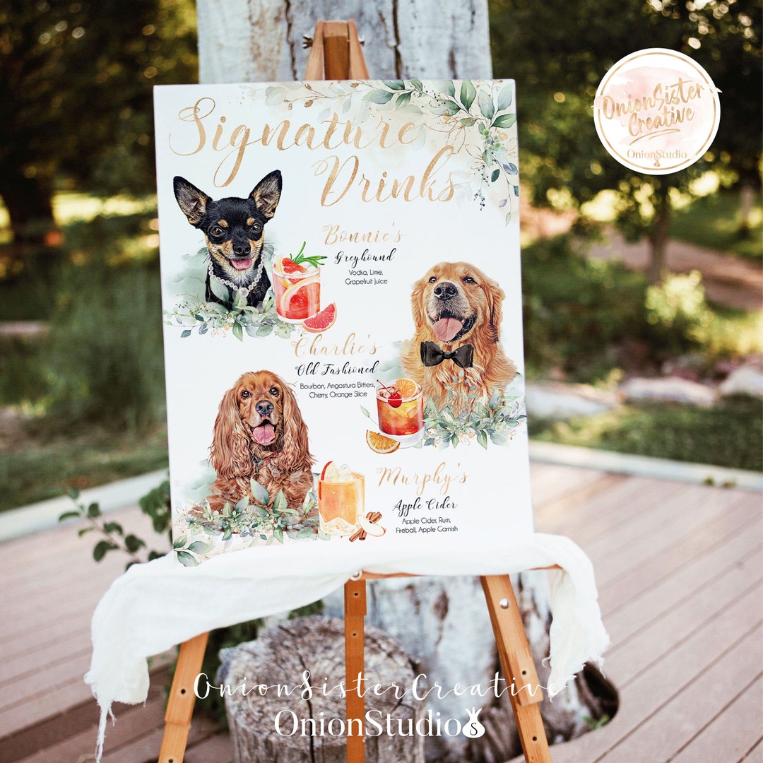 Dog Signature Drink Sign, Dog Wedding Cocktail Sign, Dog Wedding Drink ...