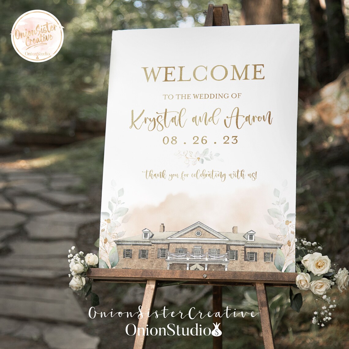 Wedding Venue Welcome Signs, Watercolor Wedding Venue Illustration ...