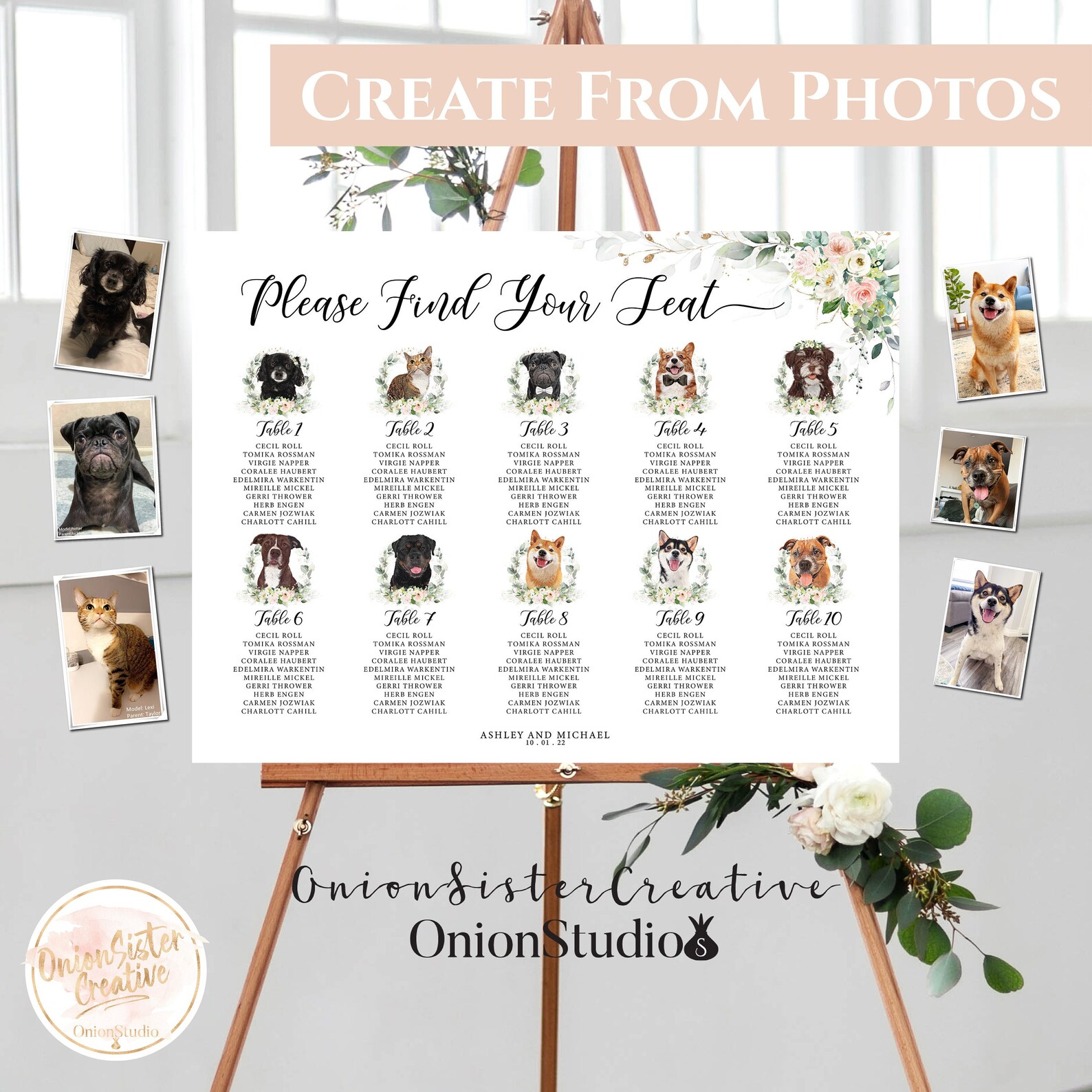 Dog Wedding Sign Seating Chart Printable Pet Wedding Seating - Etsy Canada