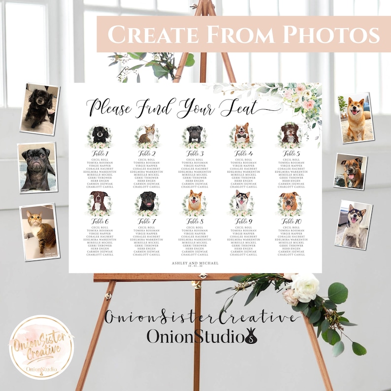 Dog Wedding Sign Seating Chart Printable Pet Wedding Seating - Etsy UK