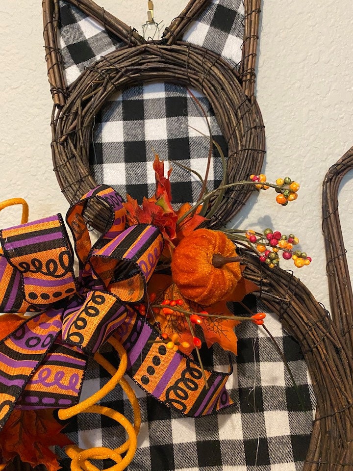 Fall Grapevine Wreath Cat Grapevine Wreath Cat Wreath - Etsy