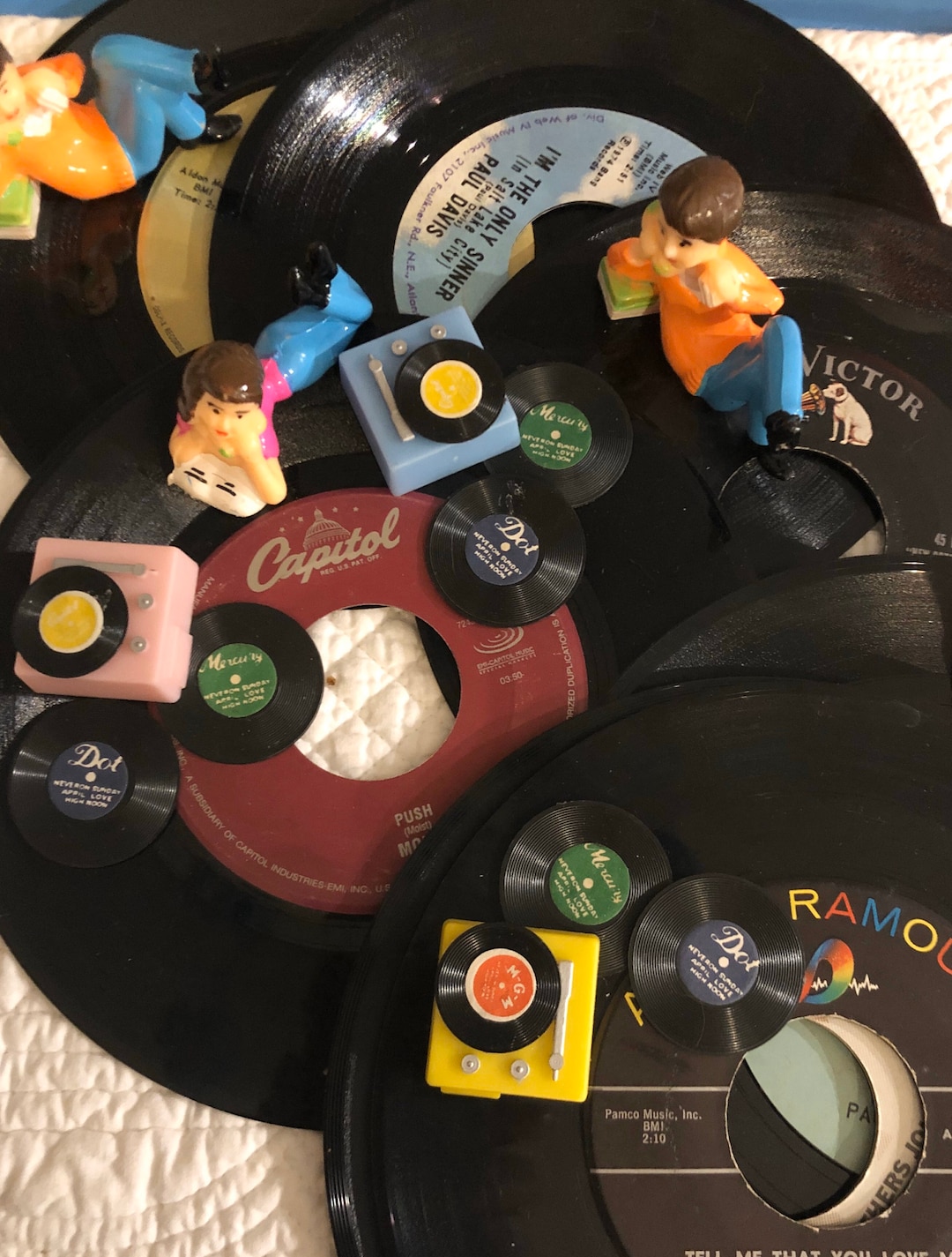 Vintage Mini Record Player With Records/toy Record Player/miniature ...