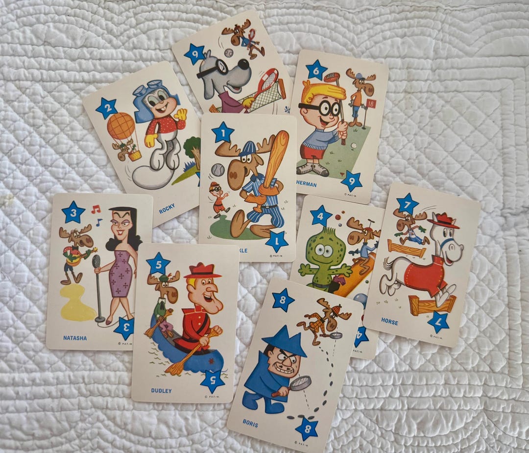 Vintage Bullwinkle Rocky Playing Cards 9pc/vintage Boris Natasha Game ...