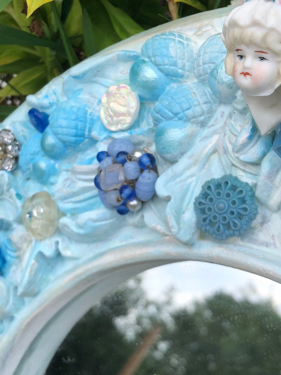 Round Rococo Mirror|home Decor Shabby Chic Mirror/mosaic Button Mirror ...