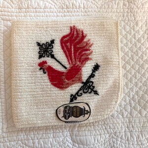 1970s Bright Red Rooster Dish Towel/groovy Bird Dish Towel/vintage ...