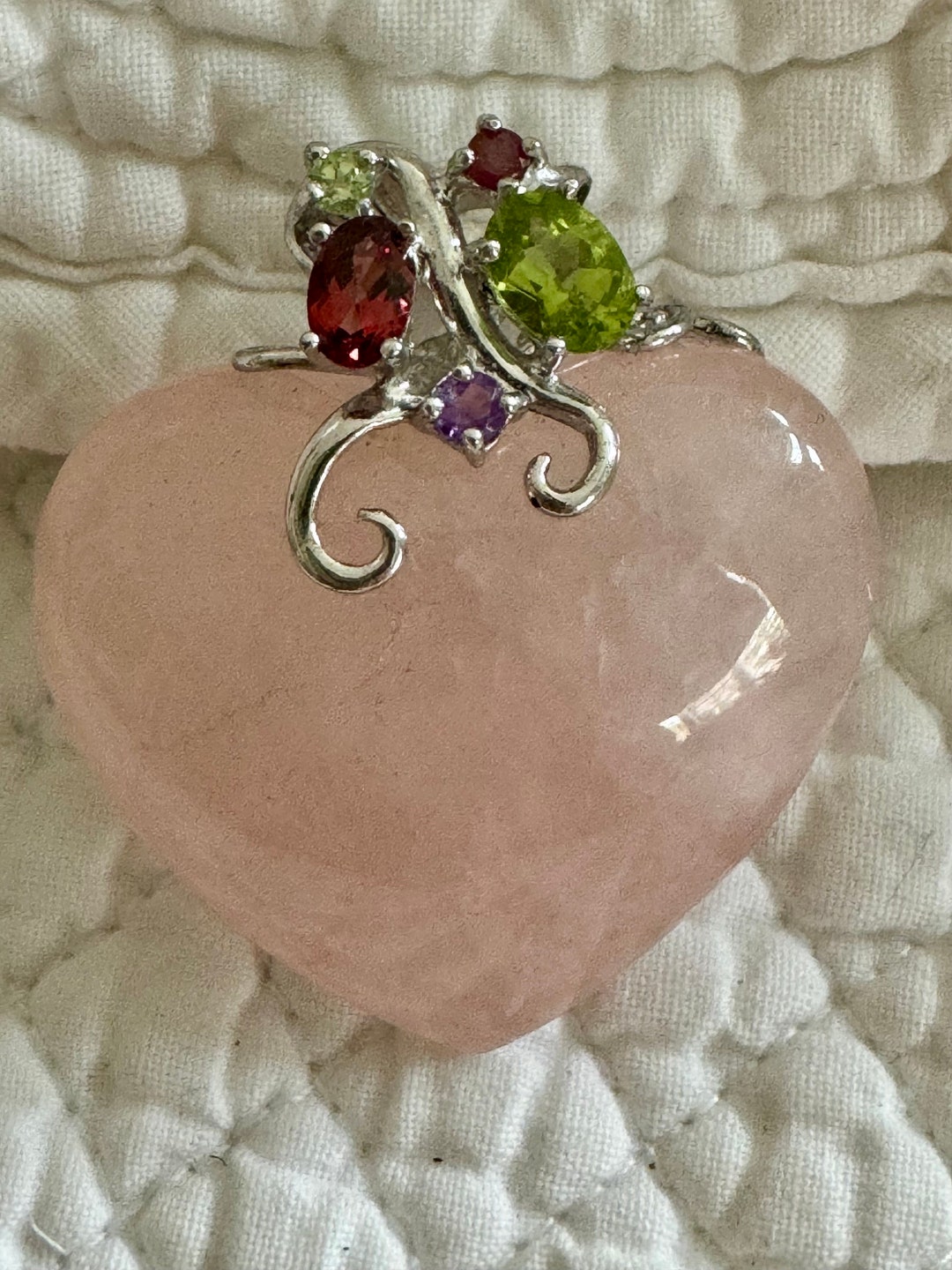Rose Quartz Heart Pendant/rose Quartz and Sterling Pendant/pink Heart ...
