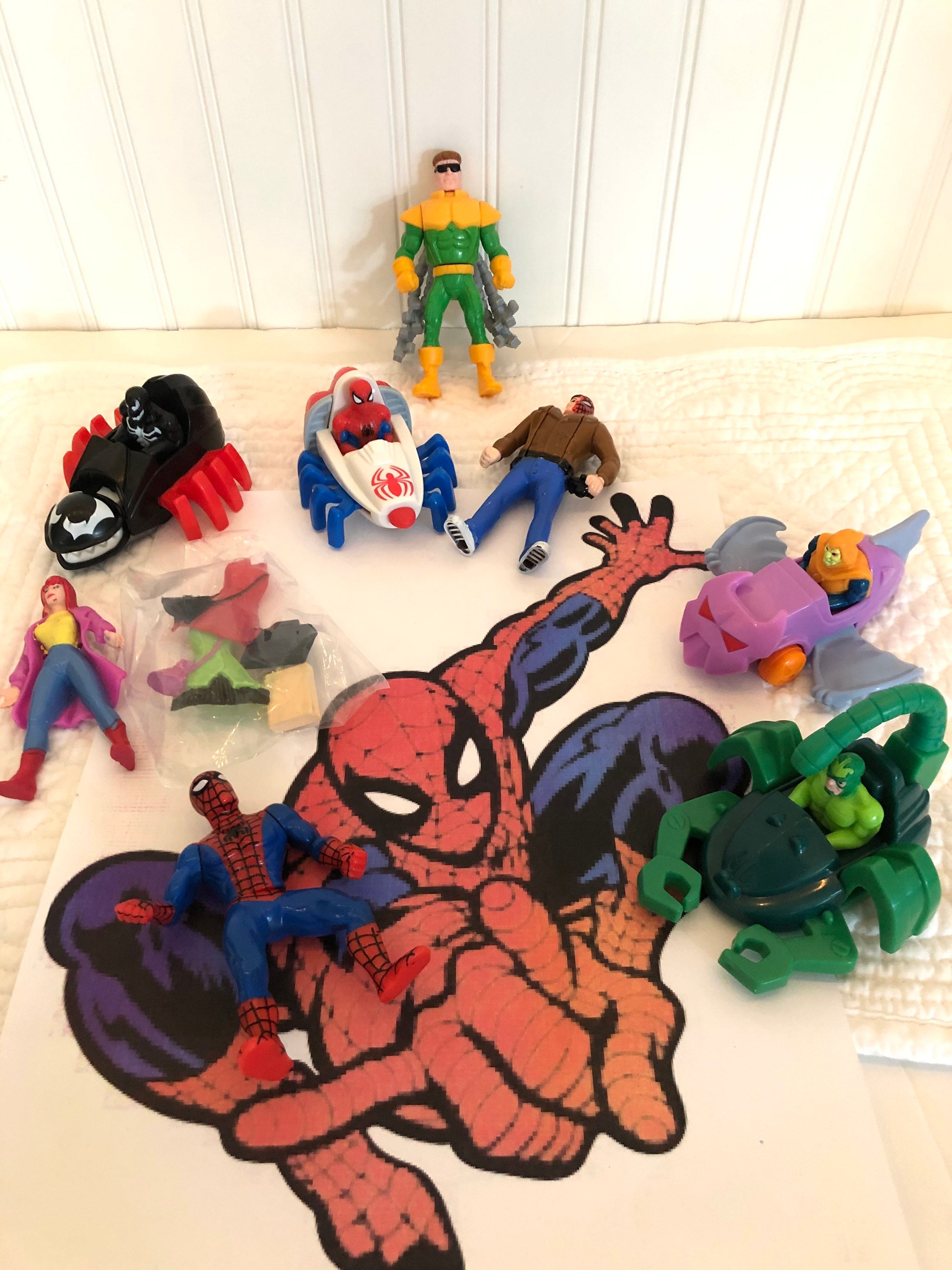 9 Pc Spider Man Marvel Happy Meal Toy Set/spider Man Happy | Etsy