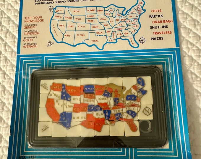 Vintage USA Map Sliding Tile Puzzle/map of US Tile Puzzle/roalex Style ...