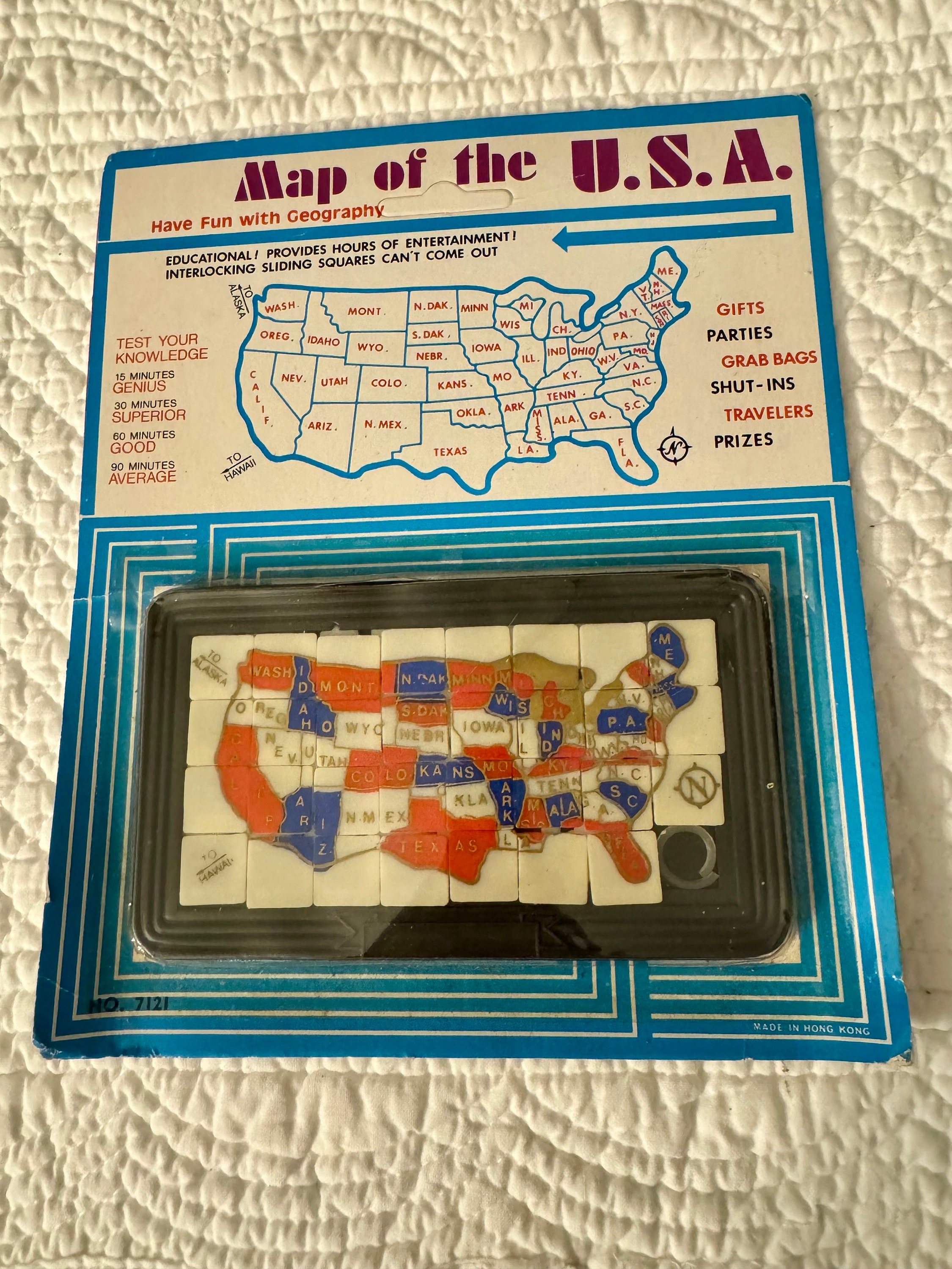 Vintage USA Map Sliding Tile Puzzle/map of US Tile Puzzle/roalex Style ...