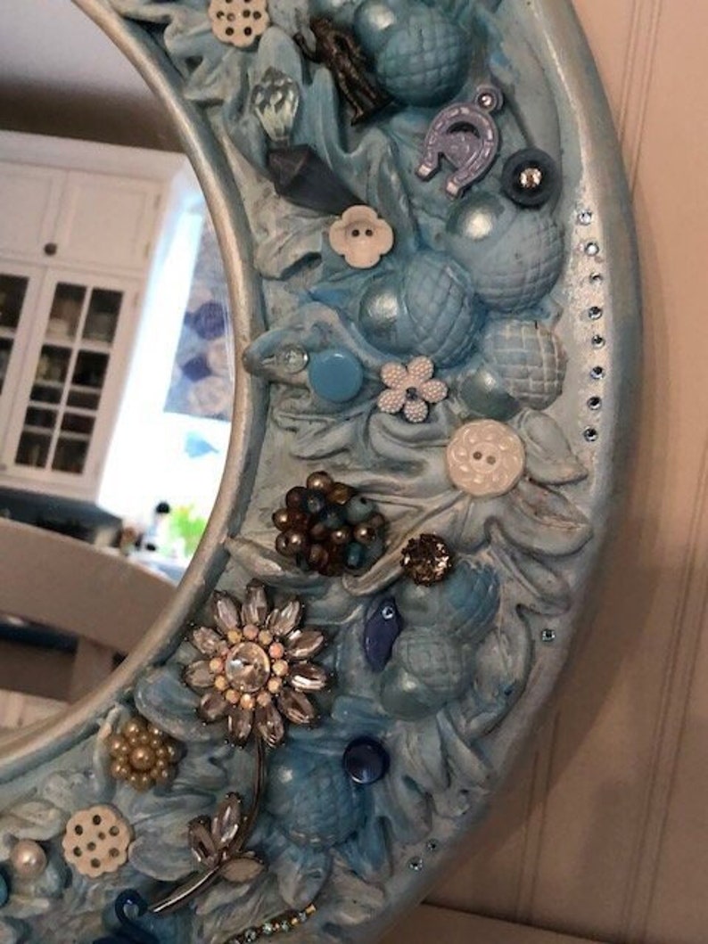 Round Rococo Mirror|home Decor Shabby Chic Mirror/mosaic Button Mirror ...